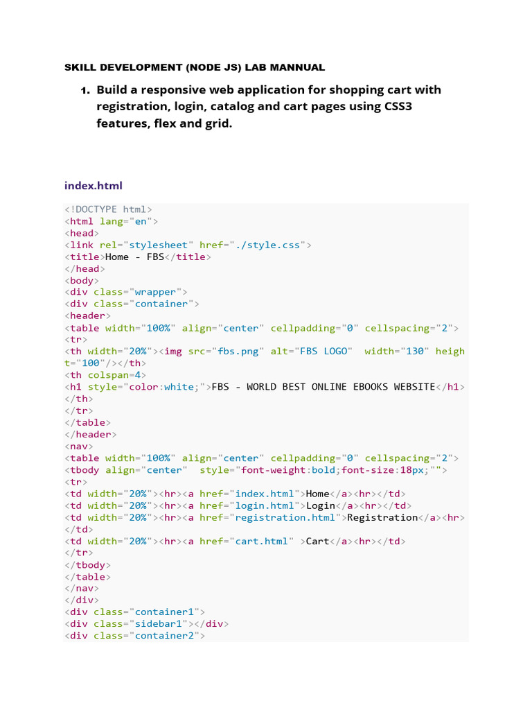 Node.js Shopping Cart Lab Guide | PDF | Xml | Computing