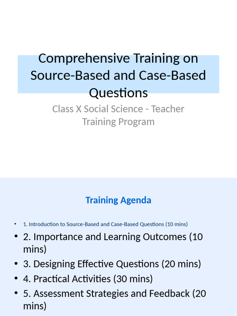 Detailed Source and Case Based Questions Training | PDF
