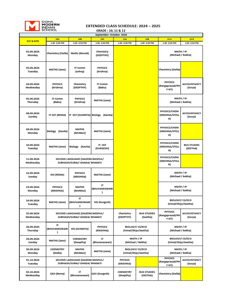 Ext Schedule | PDF | Physical Sciences | Natural Sciences