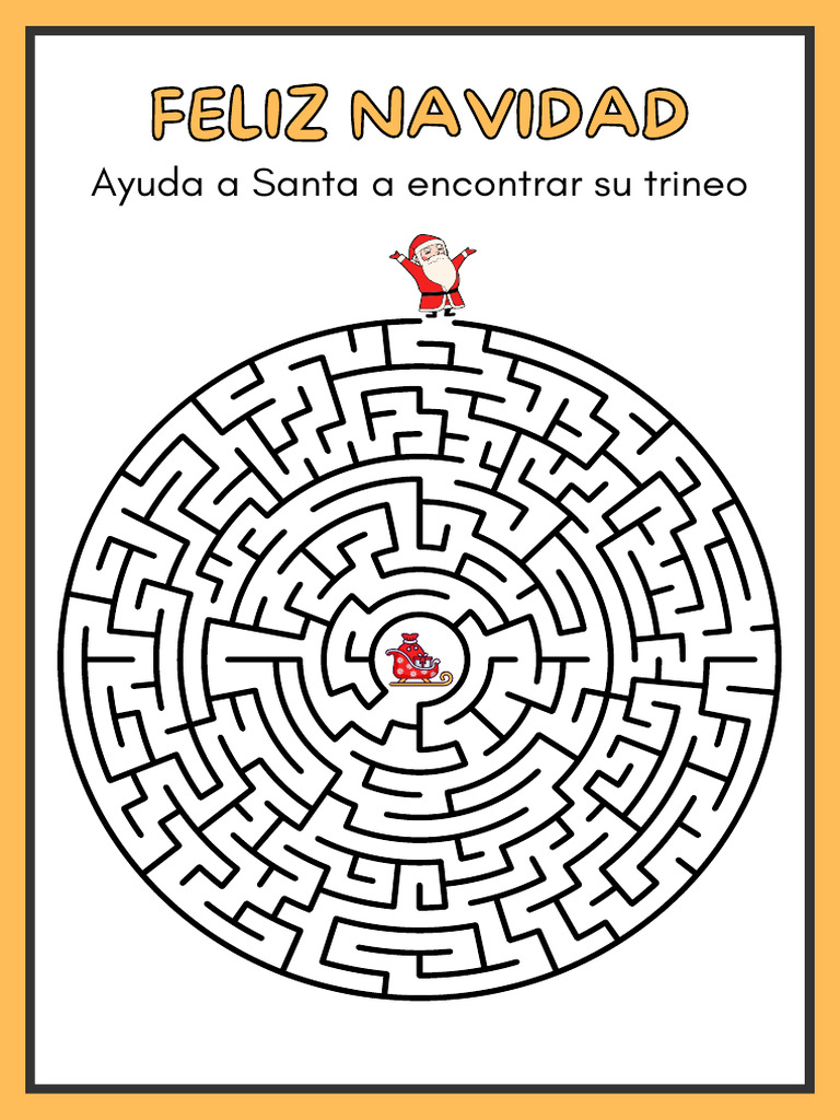 Christmas Santa Maze Puzzle Worksheet | PDF