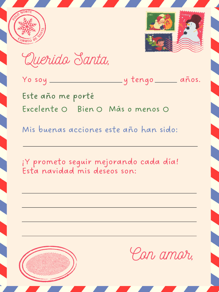 Carta a Santa: Deseos y Buenas Acciones | PDF