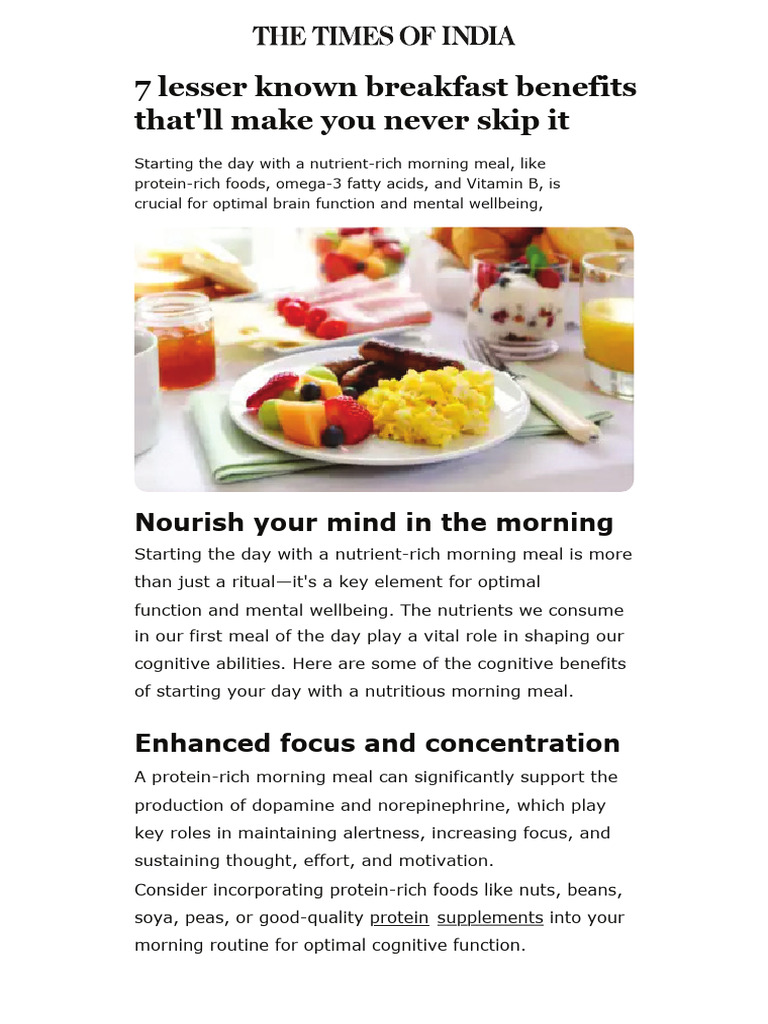 7 Lesser Known Breakfast Benefits That LL Make You Never Skip It TOI ...