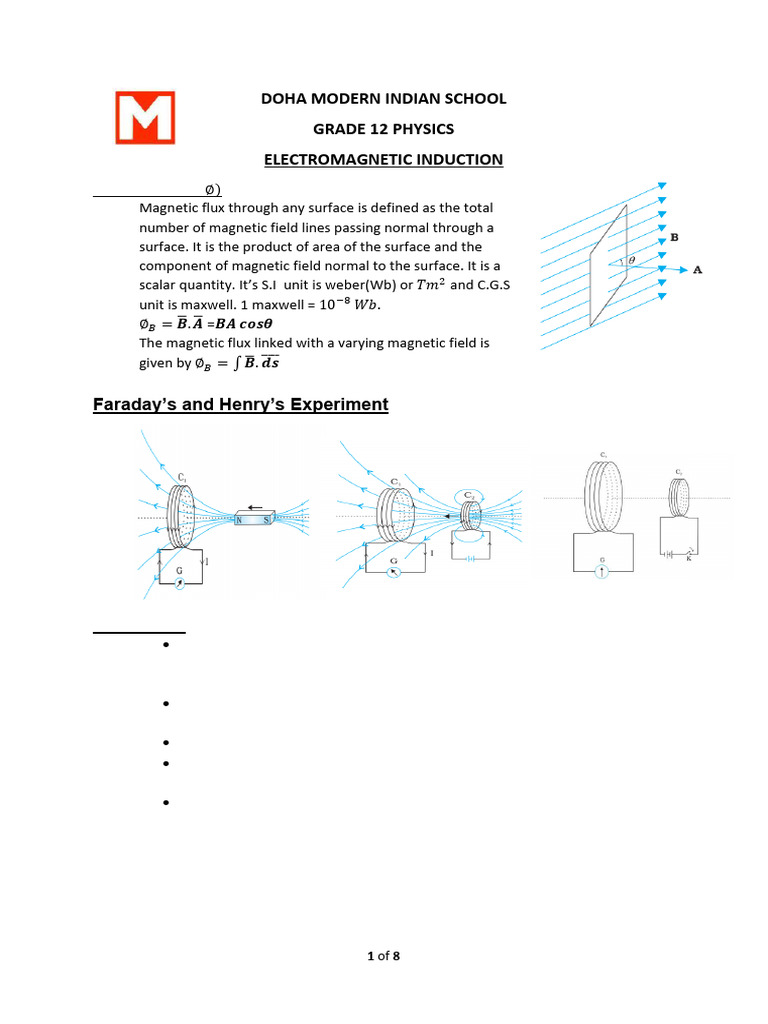Electromagnetic Induction Notes | PDF | Electromagnetic Induction ...