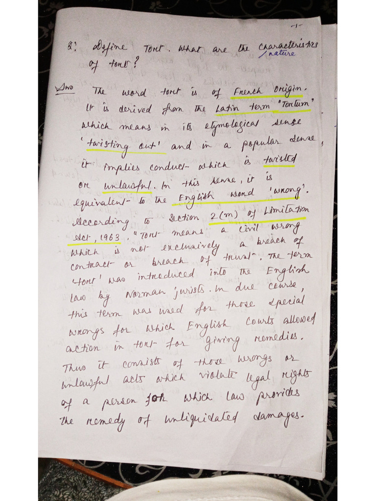 Law of Tort Unit-1 | PDF