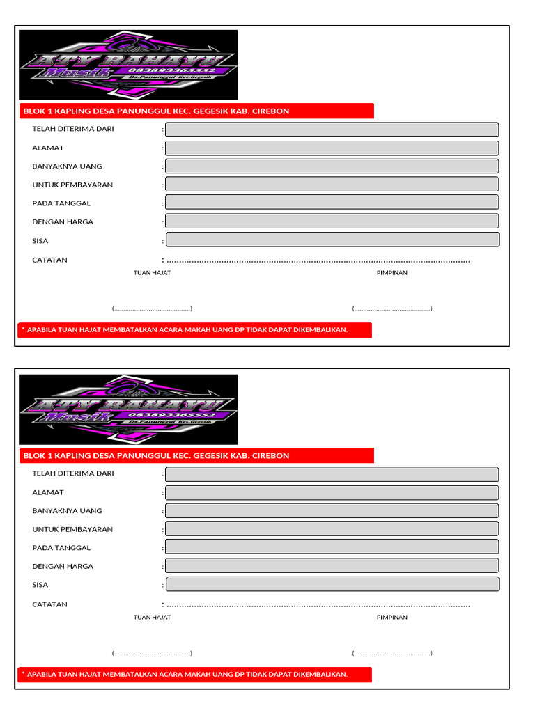 Kwitansi Pembayaran Sound System | PDF