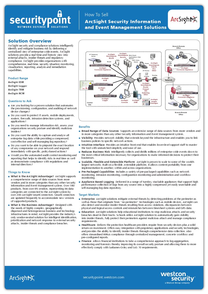 How To Sell Guide ArcSight | PDF | Threat (Computer) | Computer Security