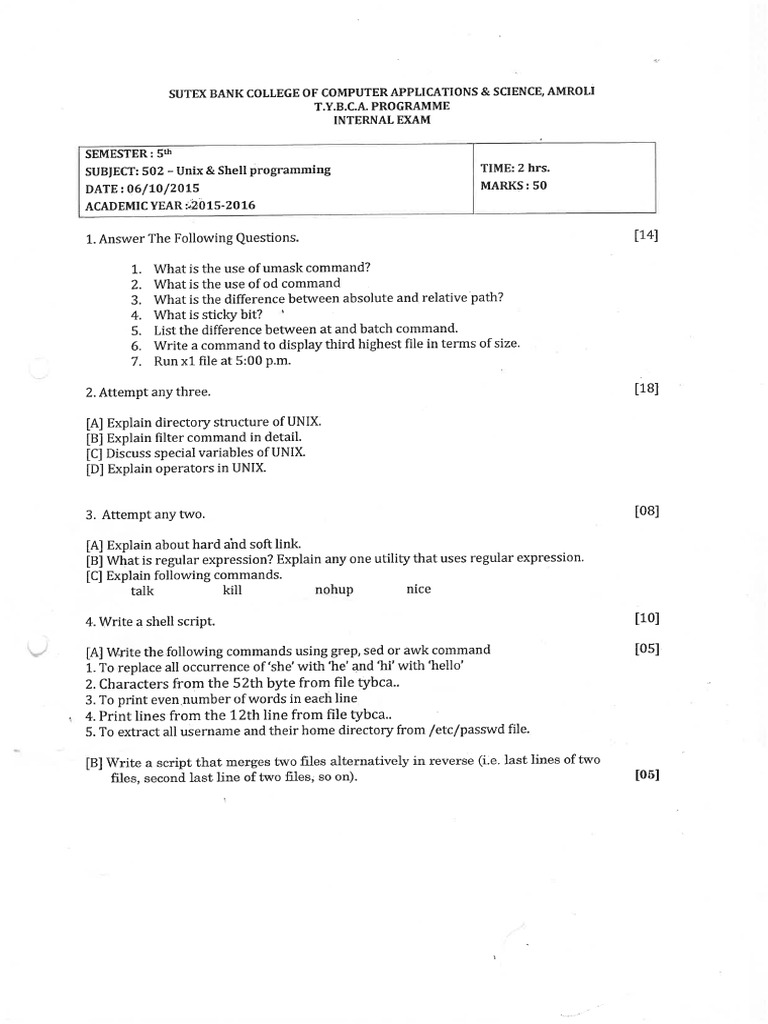 502-Unix & Shell Programming | PDF