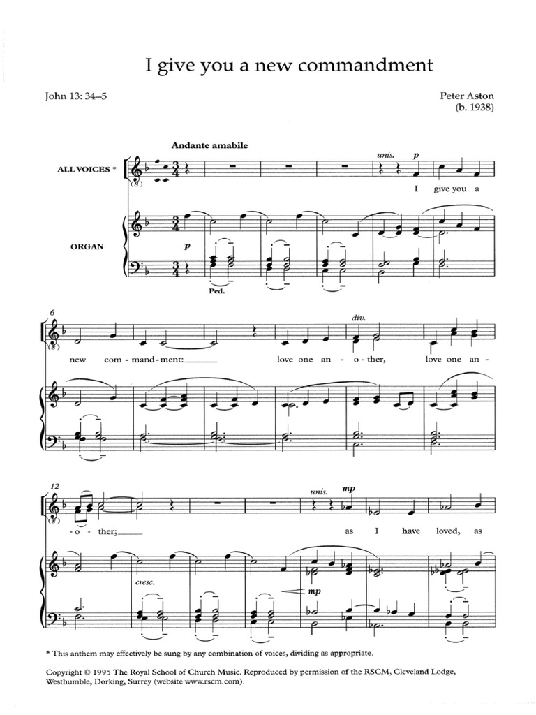 Aston A New Commandment OUP New Easy Anthem Book pt1 1612 | PDF