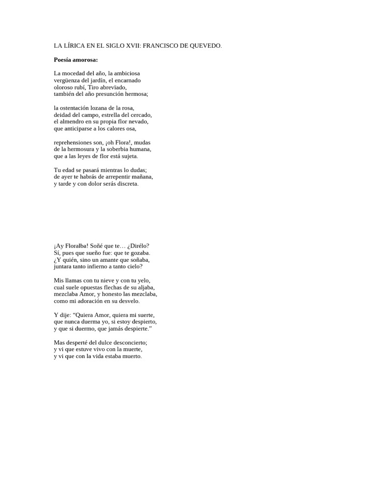 Textos Poéticos de Quevedo | PDF