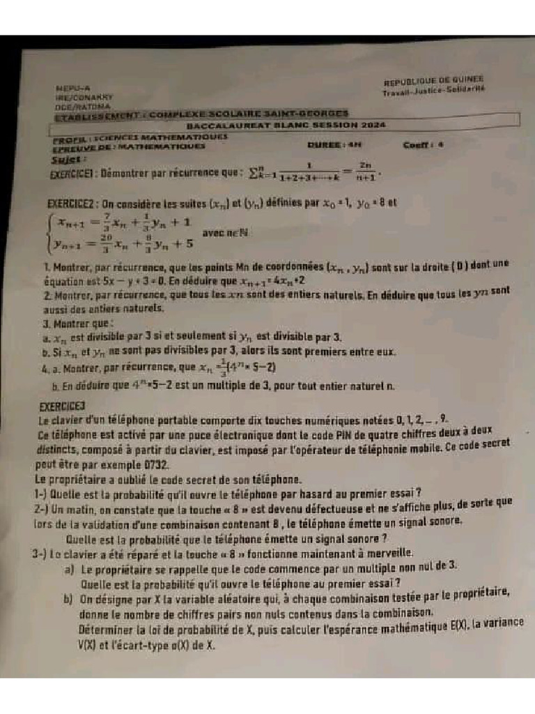 BAC Guinée Sujet Corrigé | PDF