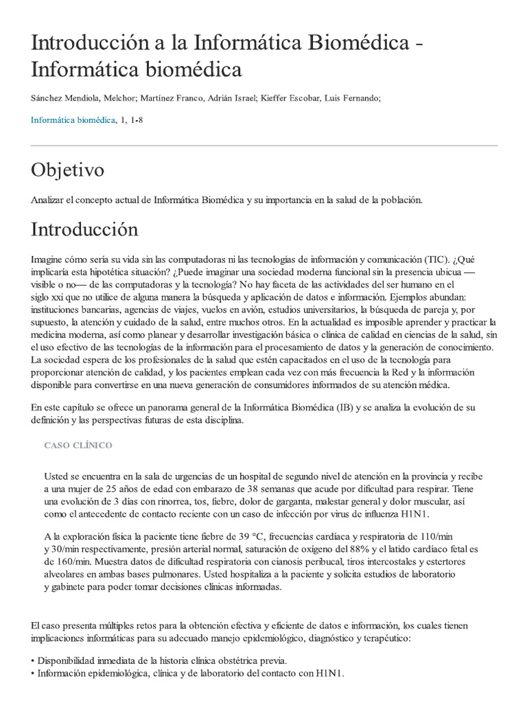 Introducción a La Informática Biomédica | PDF