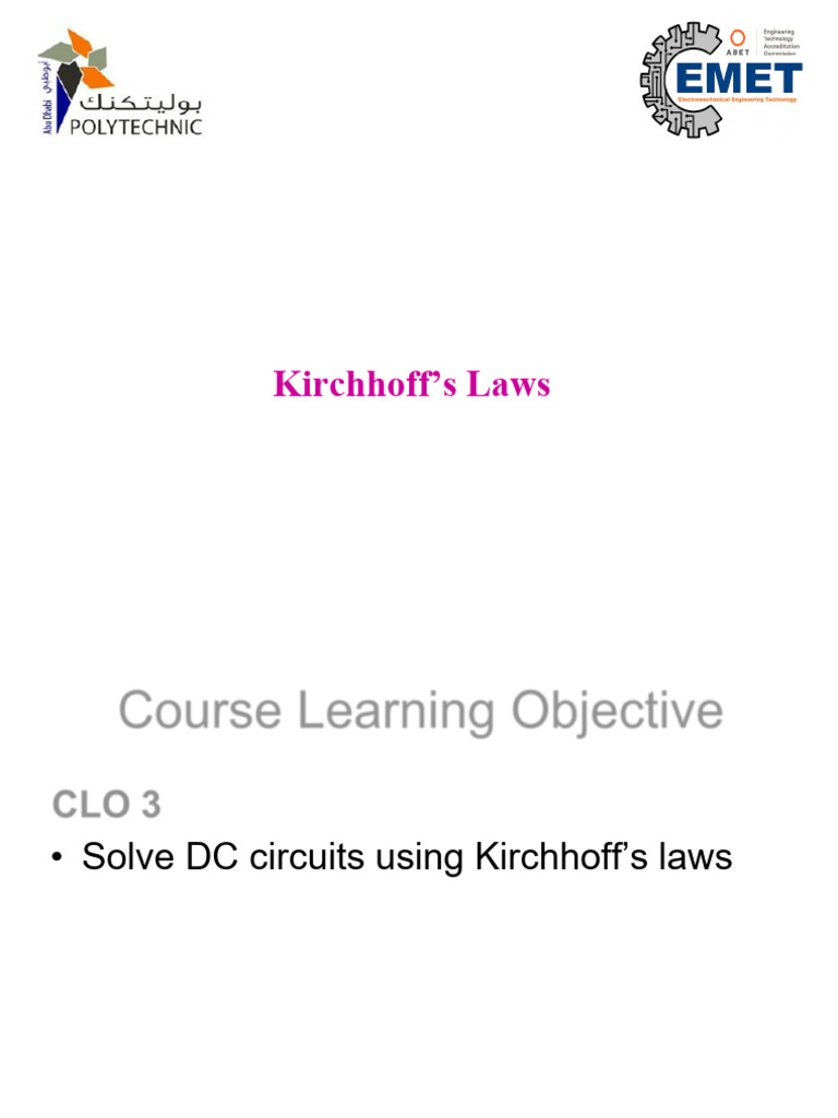 Chapter 03 (Kirchhoff's Laws) | PDF | Electrical Network | Analog Circuits