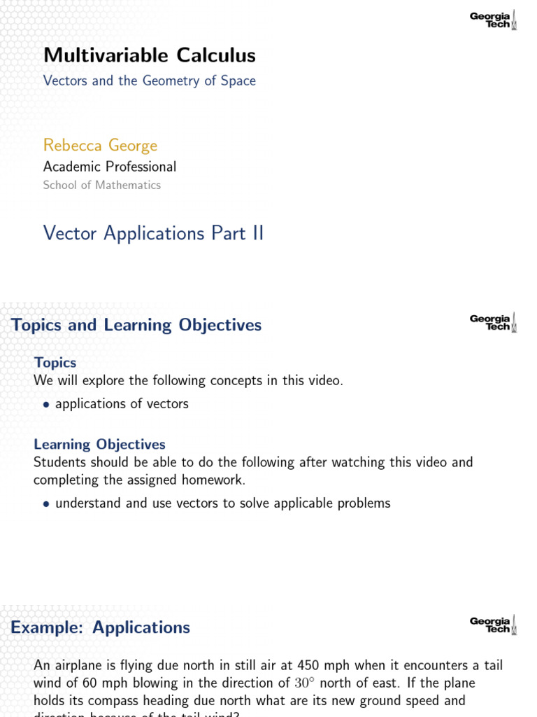 Multivariable Calculus: Vector Applications Part II | PDF