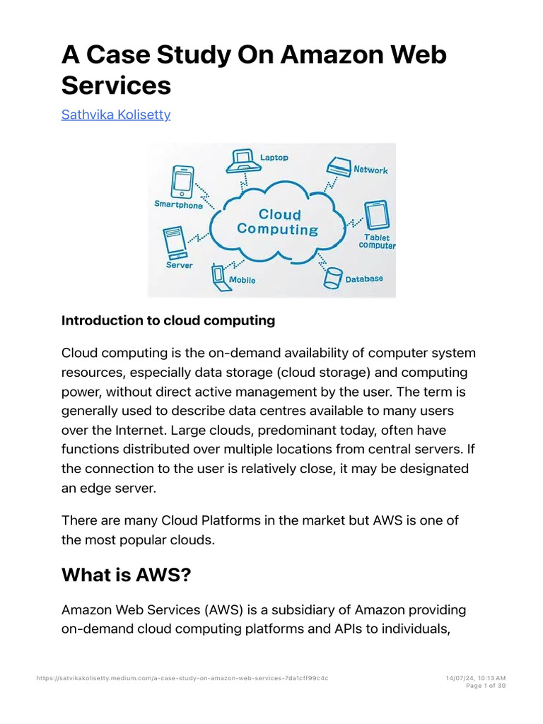 A Case Study On Amazon Web Services by Sathvika Kolisetty Medium | PDF | Cloud Computing ...