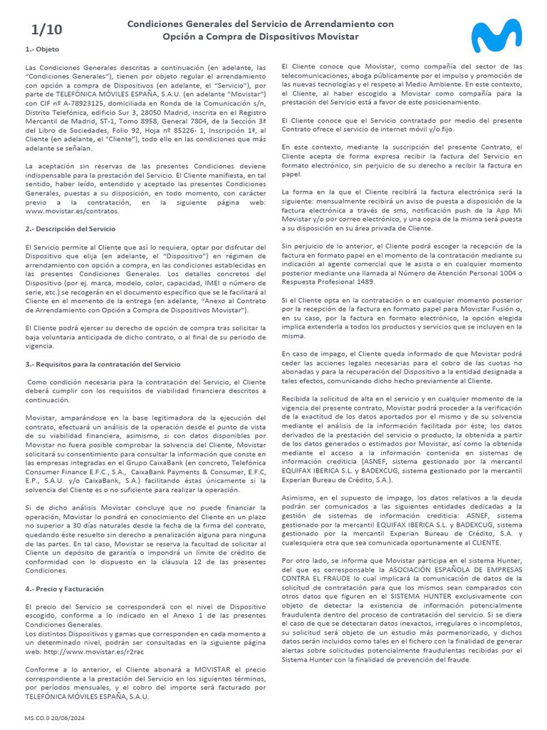 015_COL_CAST_CCEsp_Arrendamiento_Dispositivos_Movistar | PDF | Política de privacidad ...