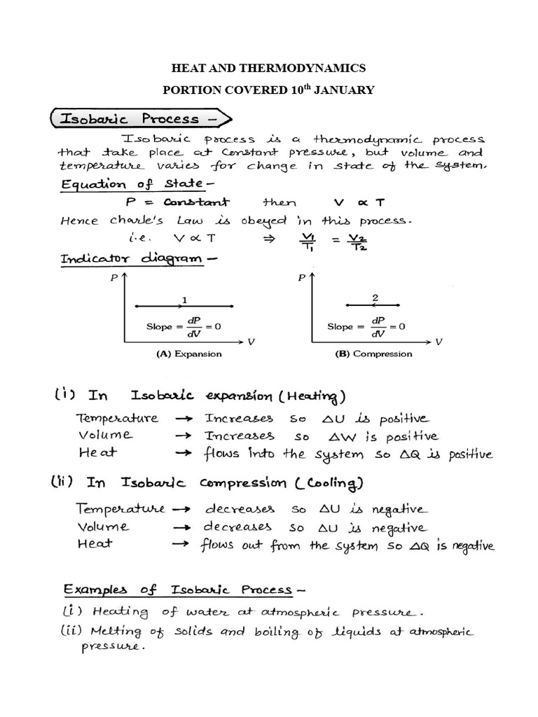 HEAT AND THERMODYNAMICS (FOR 10th JANUARY) | PDF