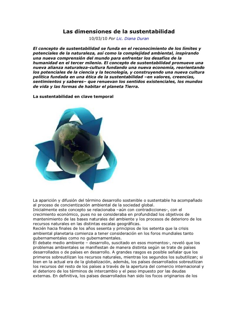 Las Dimensiones de La Sustentabilidad | PDF | Sustentabilidad | Desarrollo sostenible