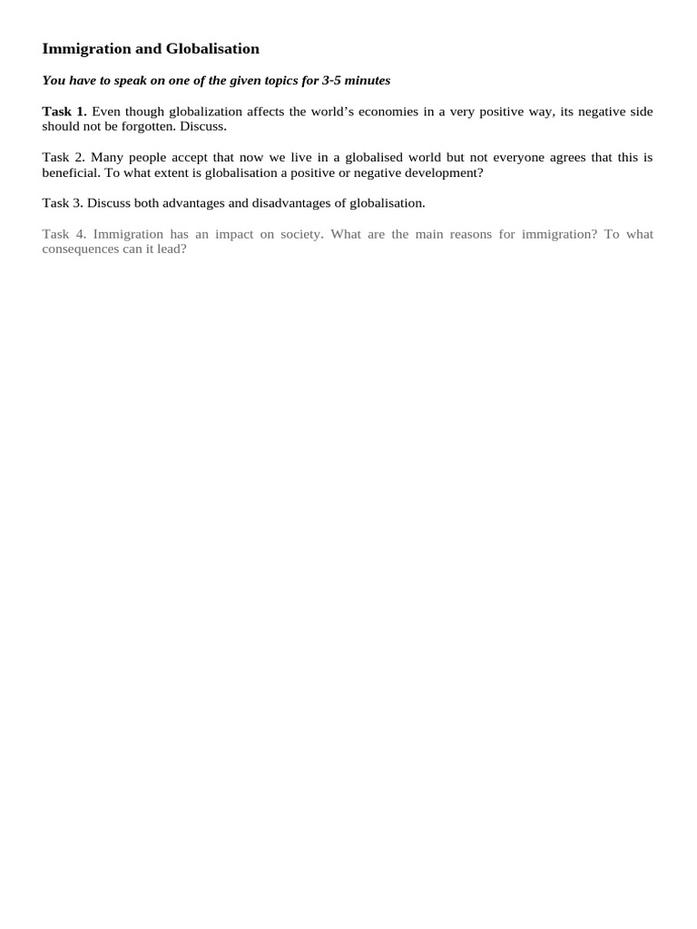 Immigration and Globalisation | PDF