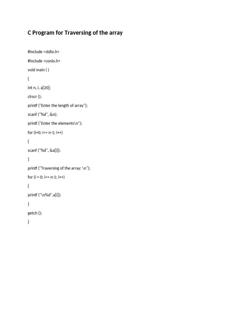 C Program For Traversing of The Array | PDF