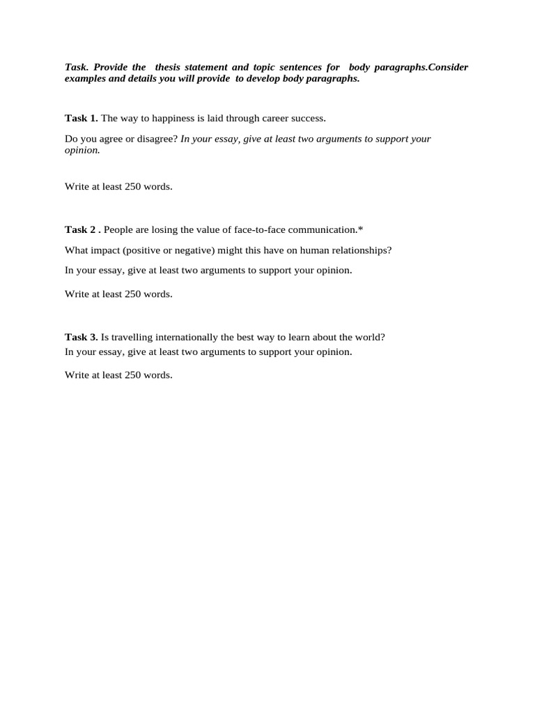 3 Opinion Essay Tasks | PDF