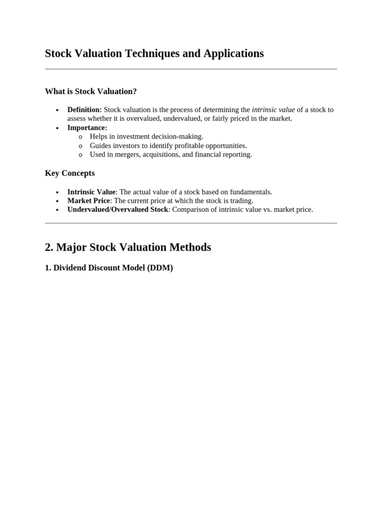 Stock Valuation Techniques Explained | PDF