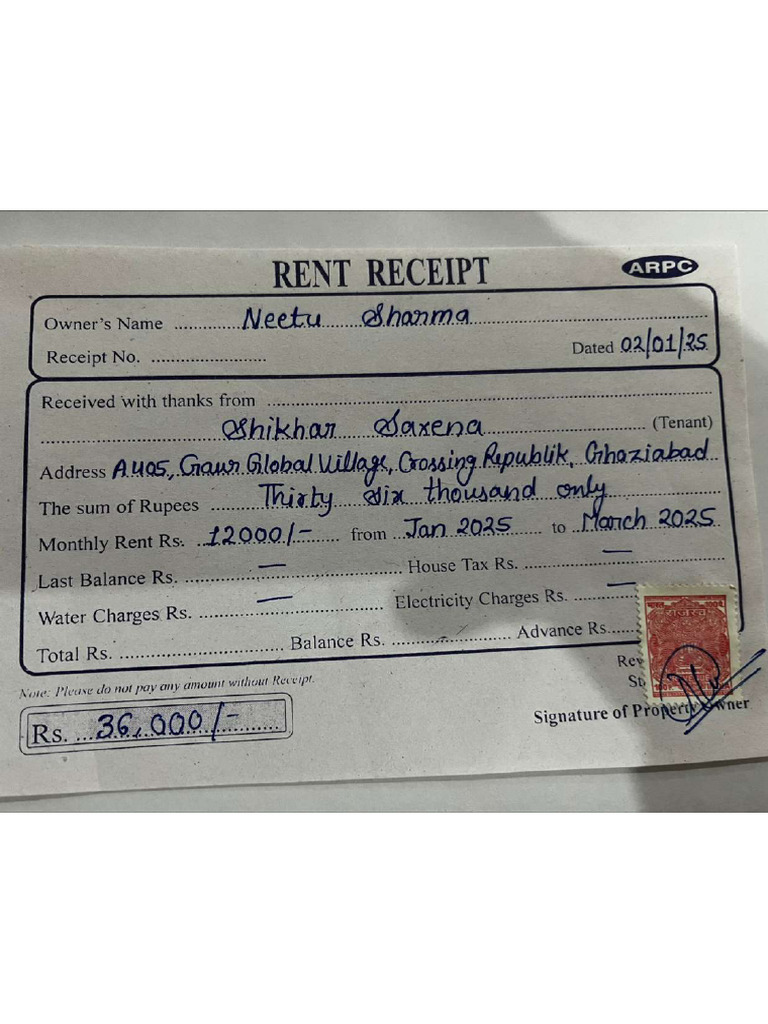 Rent Reciept | PDF