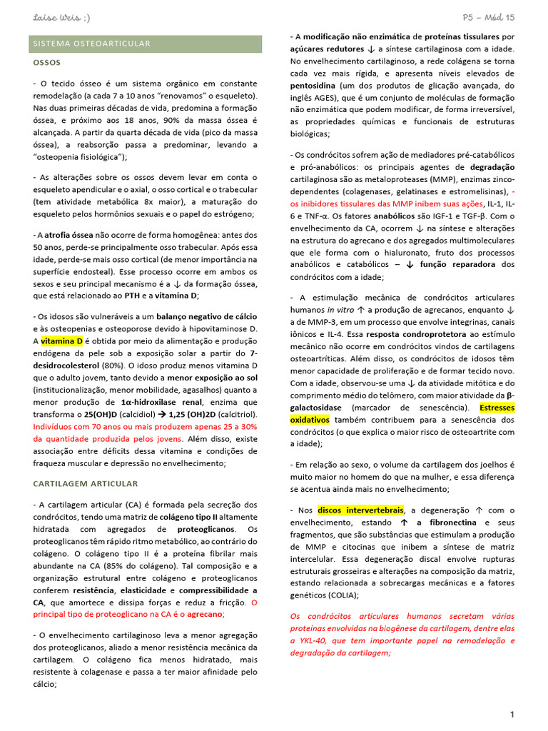 P5 - MÓD 15 (Sistema Osteoarticular) | PDF | Dor | Osteoporose