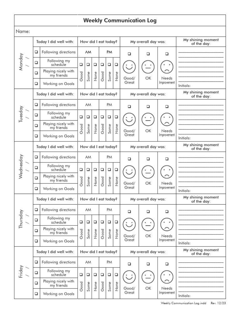 Weekly Communication Log Template | PDF