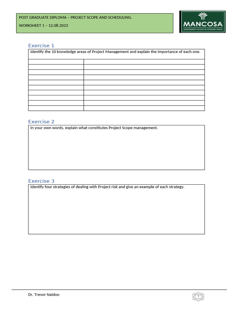 Worksheet 1 PG PROJ SCOPE - Docx Assessment | PDF | Power Station ...
