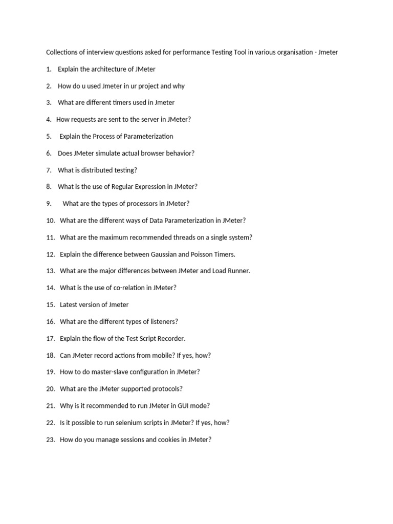 JMeter Interview Questions Compilation | PDF | Computer Architecture ...