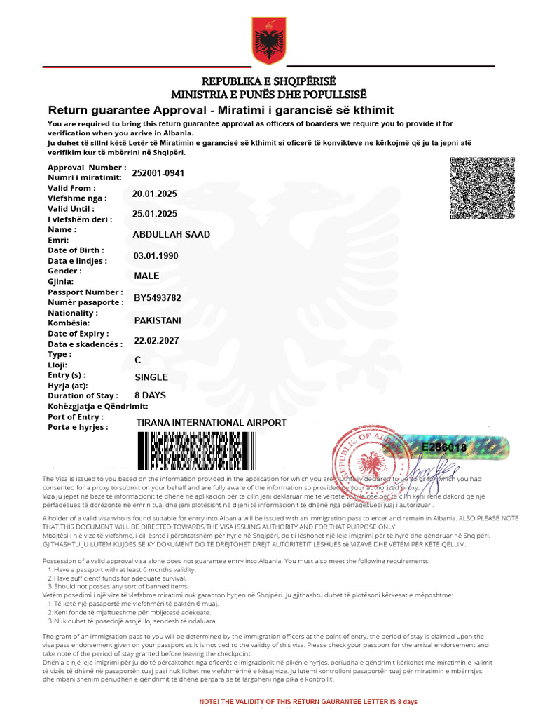 Miratimi I Letrës Së Garancisë Së Kthimit - SAAD | PDF