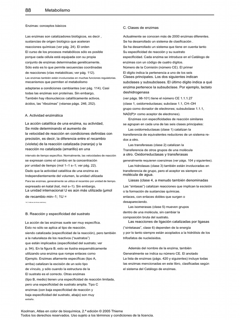 Color Atlas Of Biochemistry 3 | PDF | Enzima | Catálisis