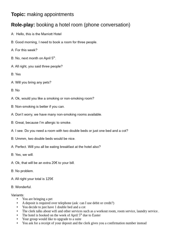 Hotel-Making Appointments | PDF | Hotel