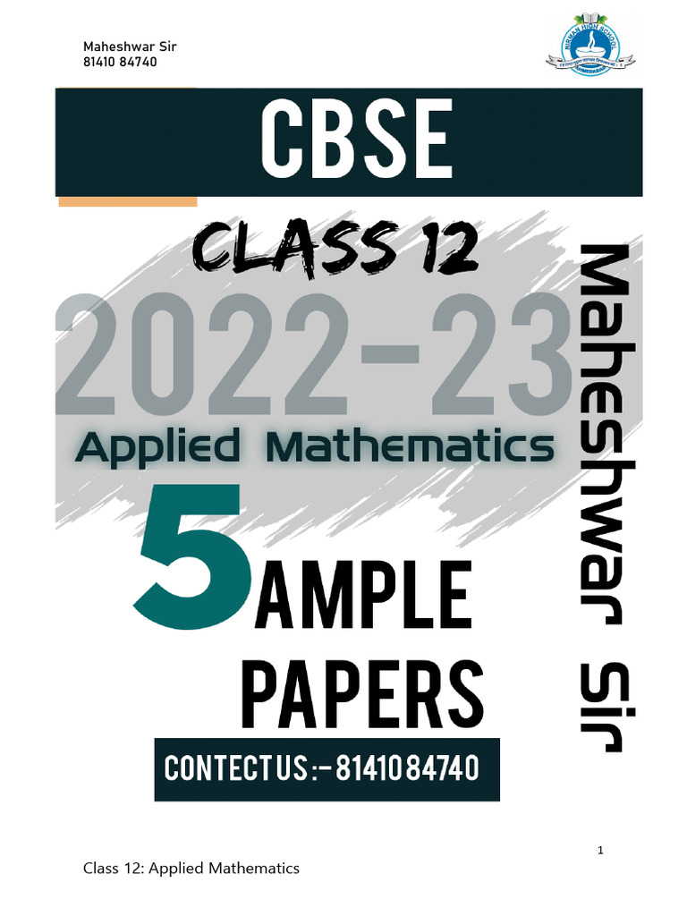 Applied Mathematics Class 12 Sample Papers Maheshwar Sir | PDF ...