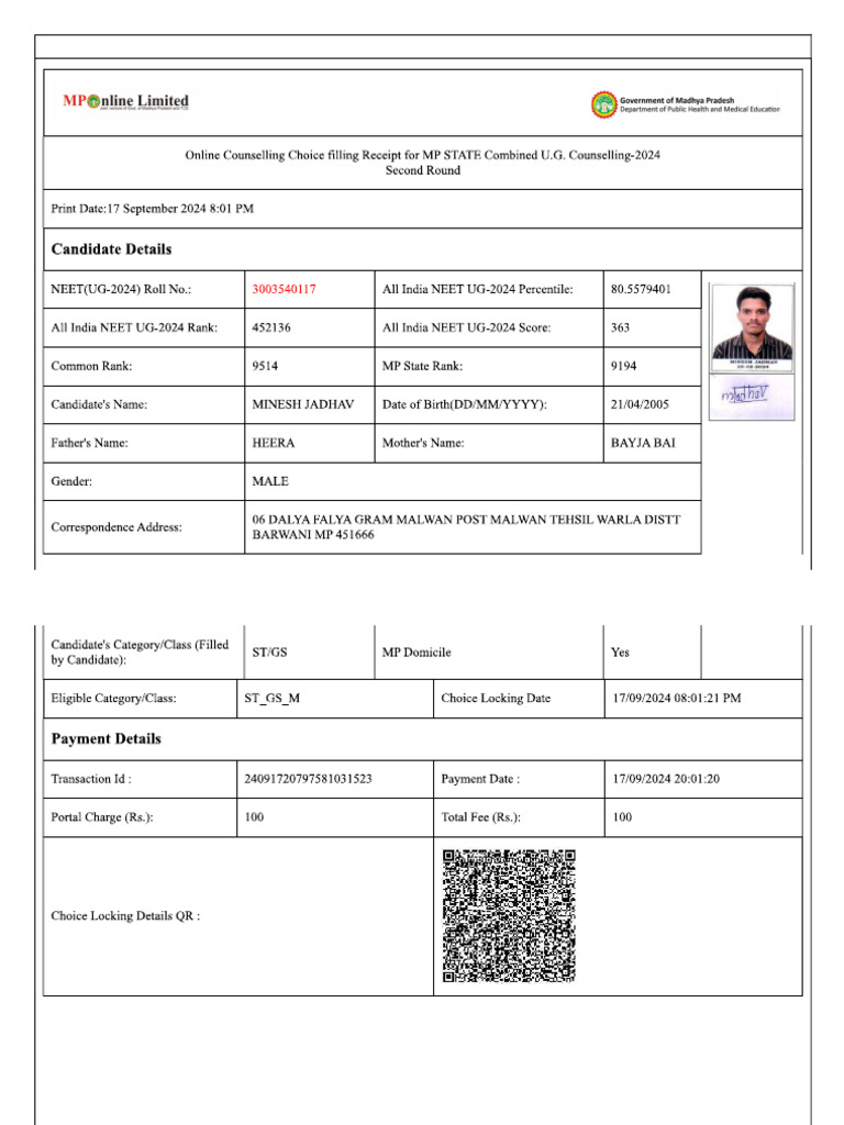 Minesh Neet Councelling 2024 | PDF