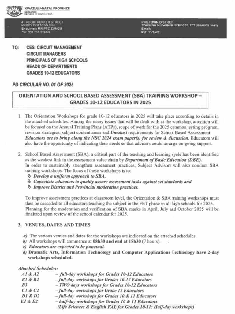 PDC 01 - 2025 Orientation Ws - Gr10to12 - Jan2025 | PDF