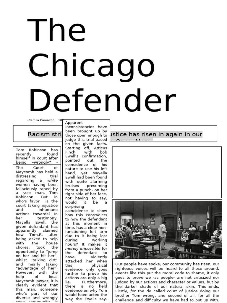 Chicago Defender Newspaper Article | PDF | To Kill A Mockingbird | Justice