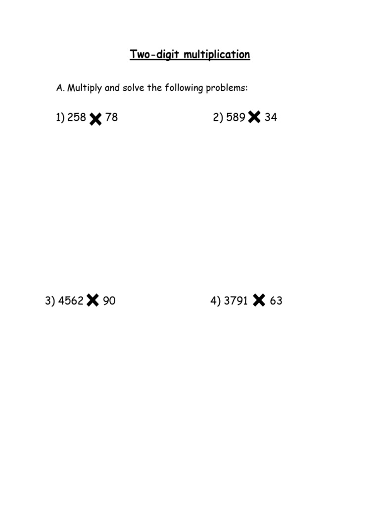 Two-Digit Multiplication - Worksheet | PDF