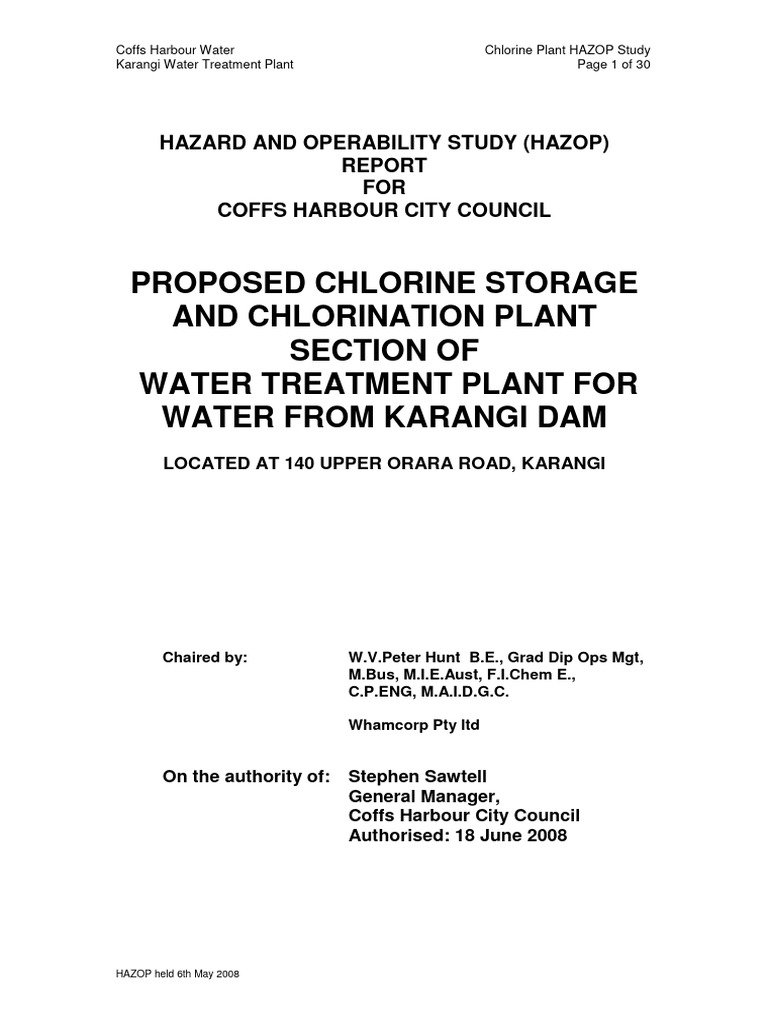 HAZOP Study for Karangi Chlorine Plant | PDF