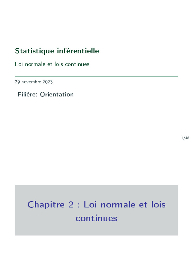 Loi Normale et Statistiques Inférentielles | PDF | Loi normale | Loi de ...
