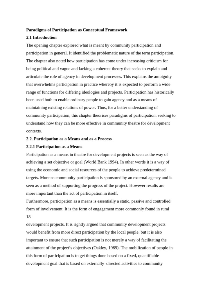 Paradigms of Participation As Conceptual Framework | PDF ...