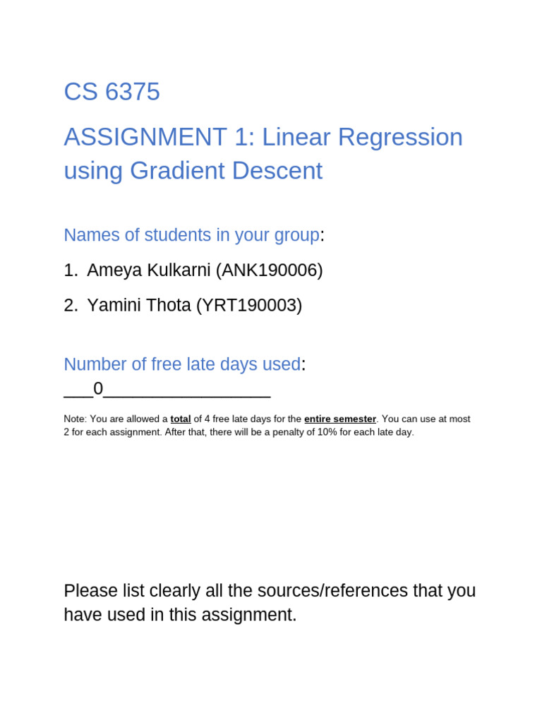 Ameya Yamini Linear Regression Doc | PDF | Mean Squared Error | Applied Mathematics