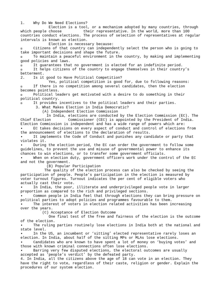1.why Do We Need Elections | PDF | Electoral District | Elections