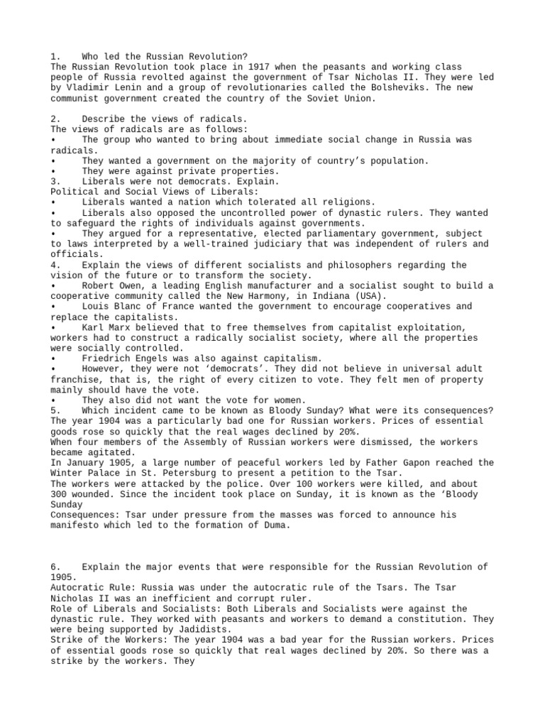 1.Who led the Russian Revolution | PDF | Vladimir Lenin | Russian ...