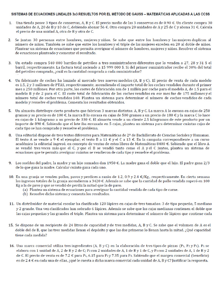 Problemas GAUSS | PDF