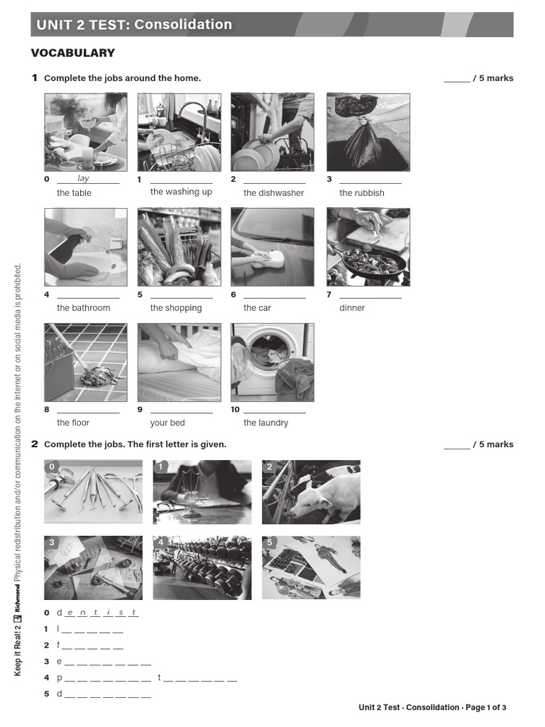Vocabulary and Grammar Test | PDF