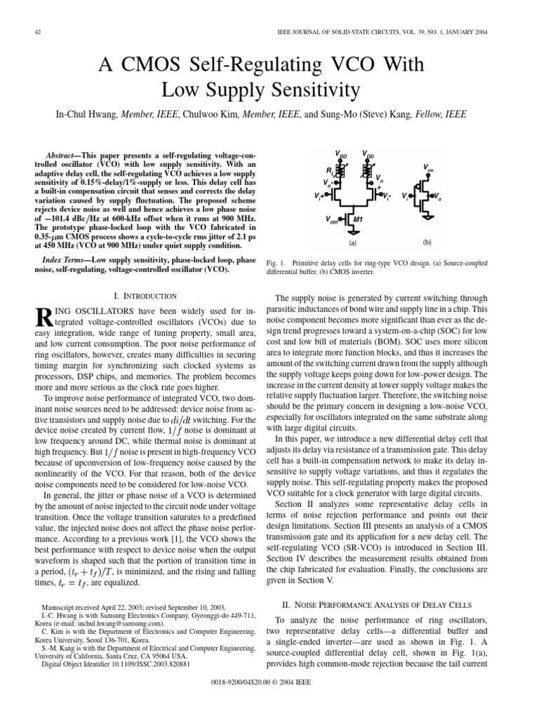 A CMOS Self-Regulating VCO With Low Supply Sensitivity 4 | PDF | Mosfet ...