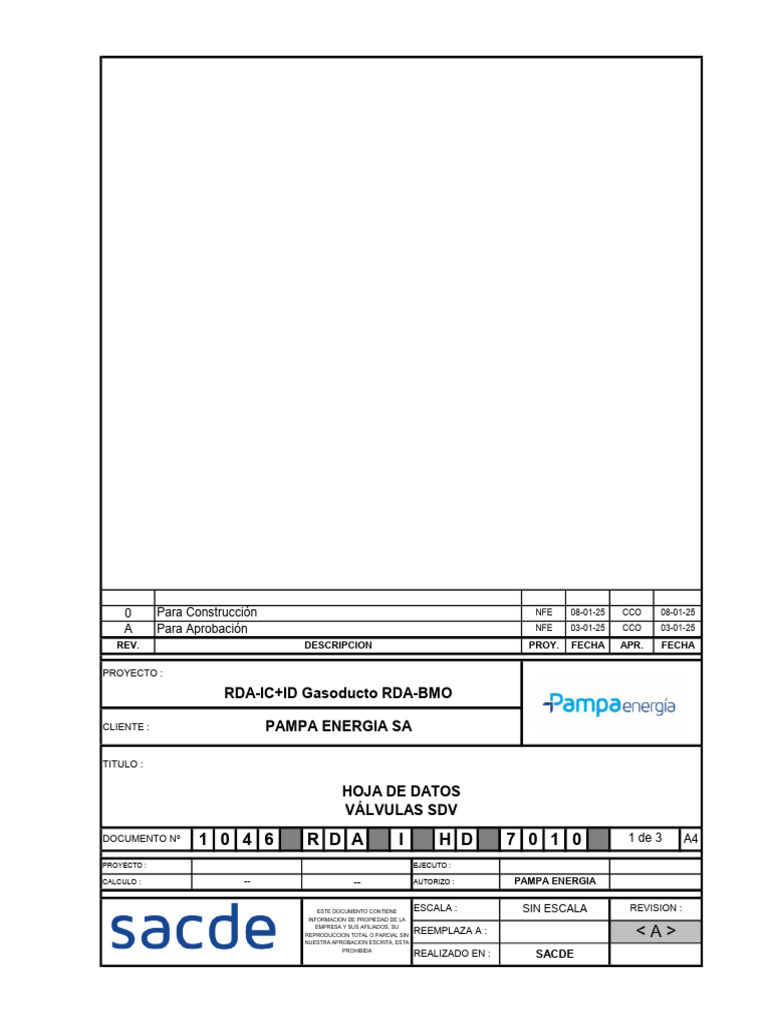 1046-Rda-I-Hd-7010 - 0 Hoja de Datos Válvulas SDV | PDF | Materiales | Gases