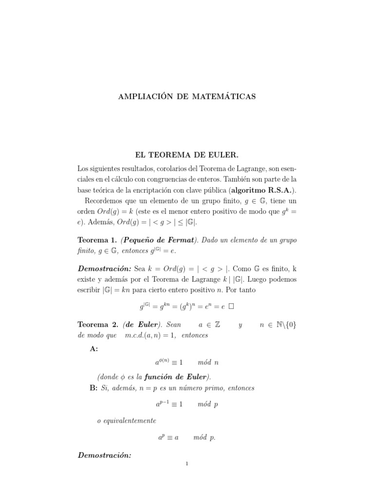 Teorema de Euler | PDF