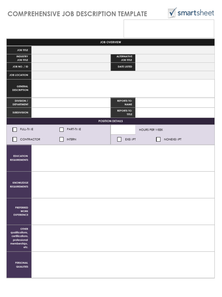 IC Comprehensive Job Description Template PDF | PDF | Business